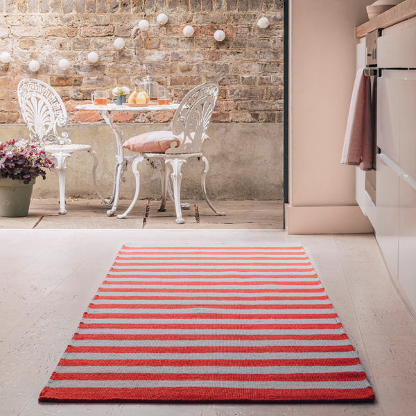 Red and grey rugs and runners. Striped handmade wool rugs from India ...