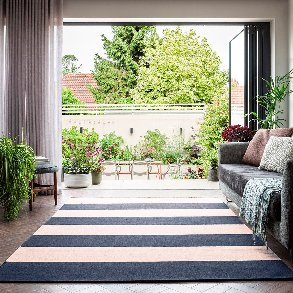 Striped pink and grey runners and rugs. All handmade and 100% wool ...